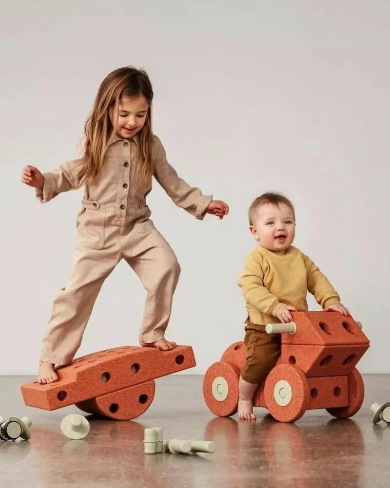 Набор MODU Dreamer Set - Развивающая игрушка из мягких блоков, для развития крупной моторики, с функцией катания, цвет оранжевый 34 эл. - 5714649113032