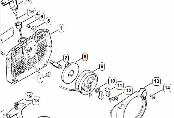 Возвратная пружина стартёра Stihl MS 640 11221900600