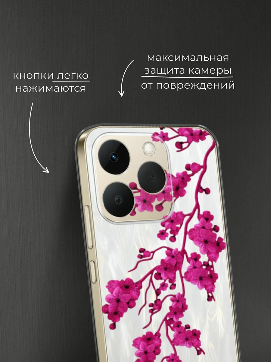 Силиконовый чехол на Realme 15T / Реалми 15Т с принтом Яркая розовая сакура — фото 1