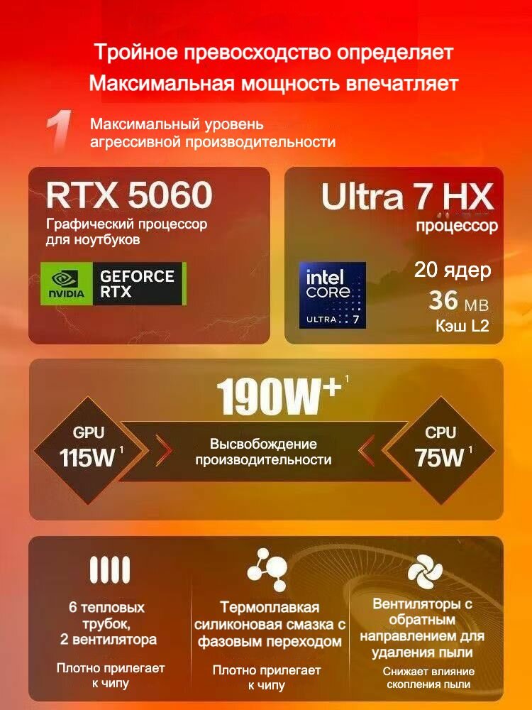 Игровой ноутбук HP OMEN MAX U7-255HX, RTX5060, 32ГБ/1ТБ, Русская раскладка — фото 1