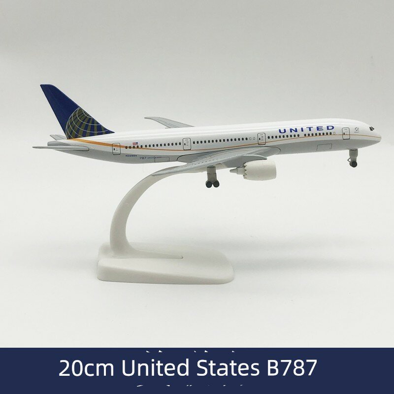 20 см модель самолета Боинг 787 Авиалиний Юнайтед из металлического сплава для статической демонстрации