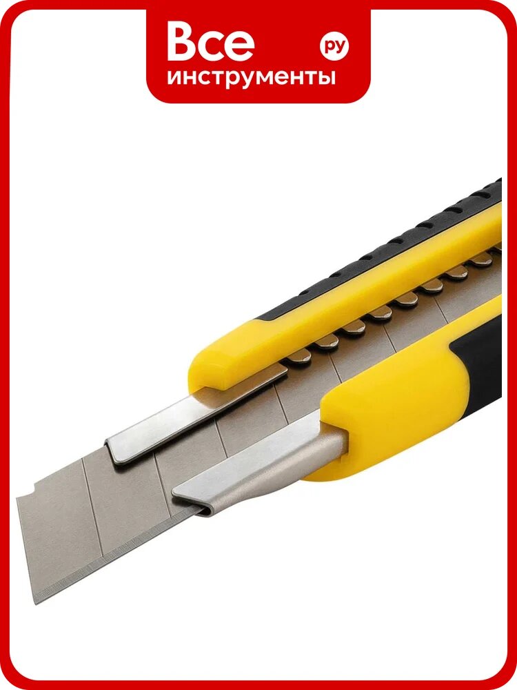 Строительный нож Biber 50117 усиленный, обрезиненный корпус, с круглым фиксатором тов-202804, резиновая