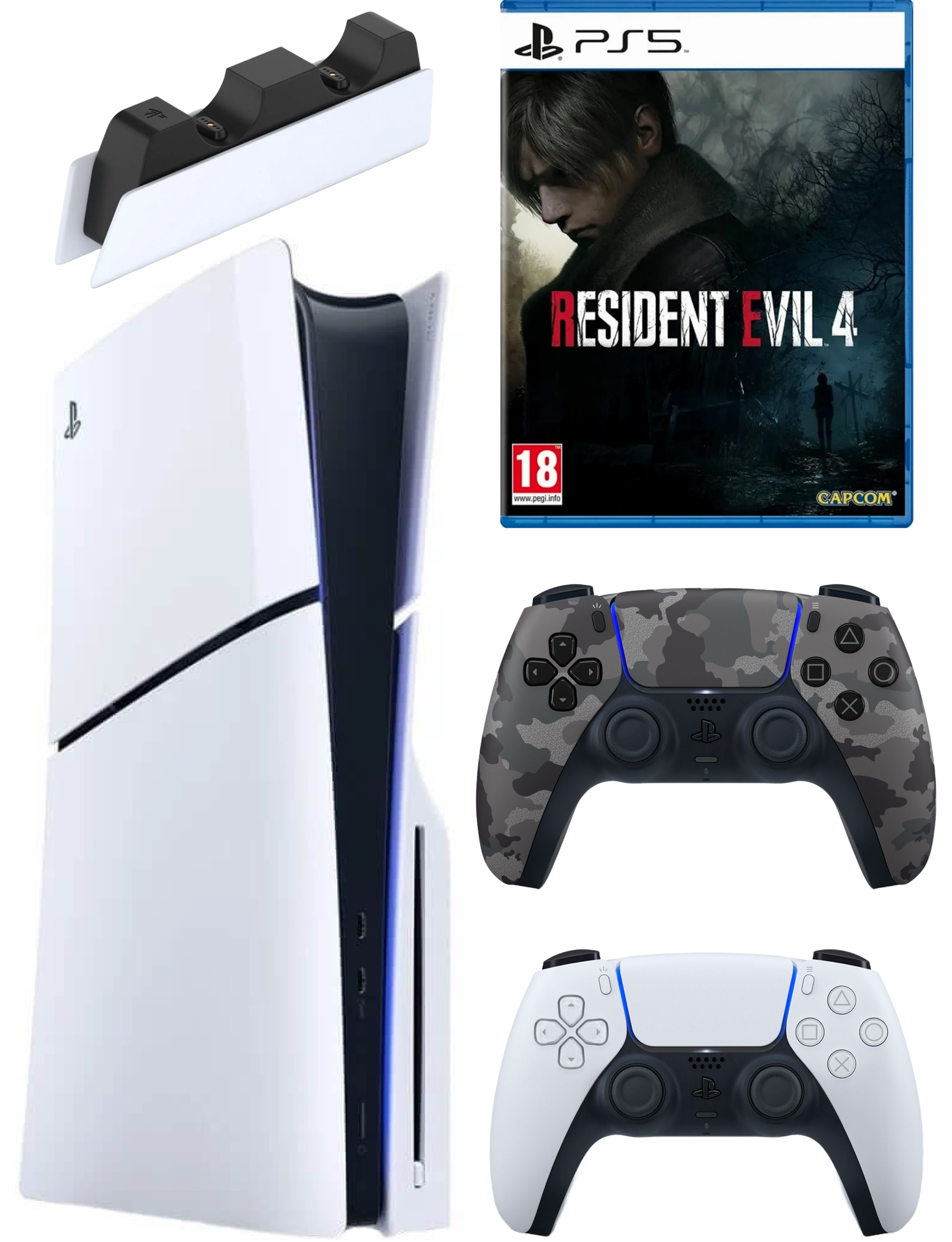 Игровая приставка Sony PS 5 Slim,1ТБ(с дисководом) +2-ой геймпад+Зарядная станция+Resident Evil 4 Remake