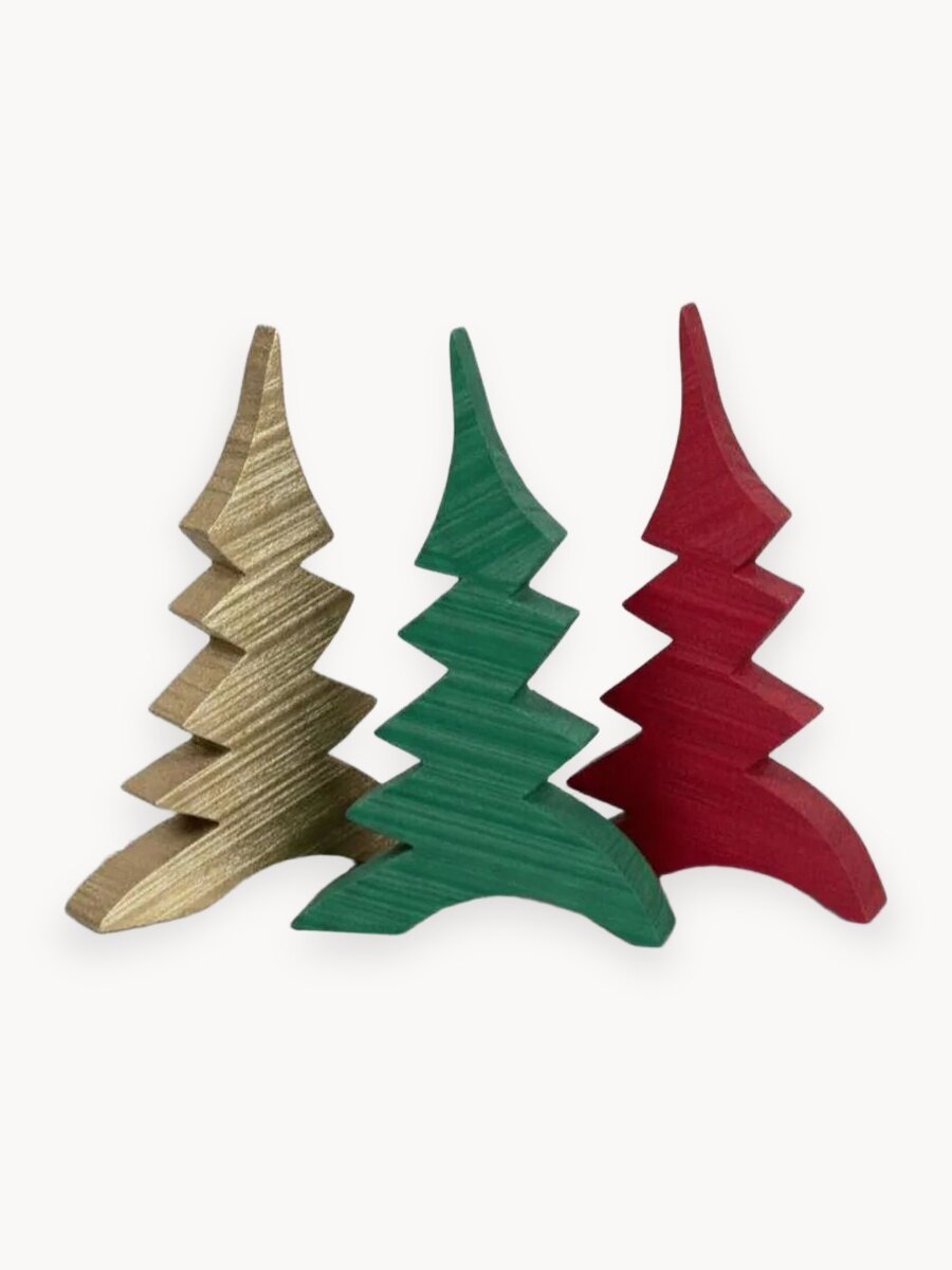 Елка деревянная настольная, сувенир из дерева, ручная работа, комплект 3шт