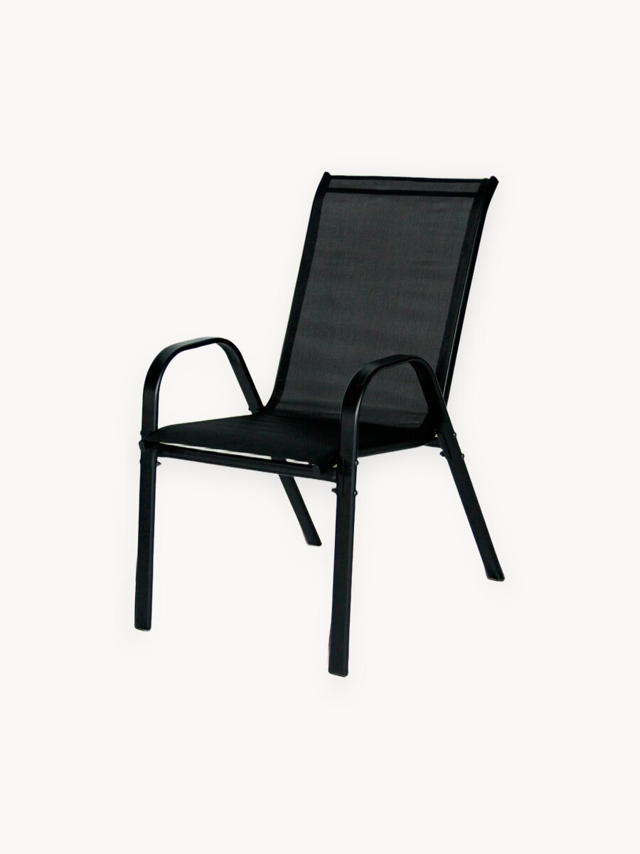 Комплект стульев "Сан-Ремо", Кресло садовое 2 штуки для дачи, кафе и ресторанов, 55х73х91 см, текстилен/металл, темно-серый/черный