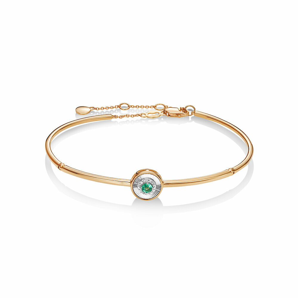 Браслет, красное золото, 585 проба, изумруд