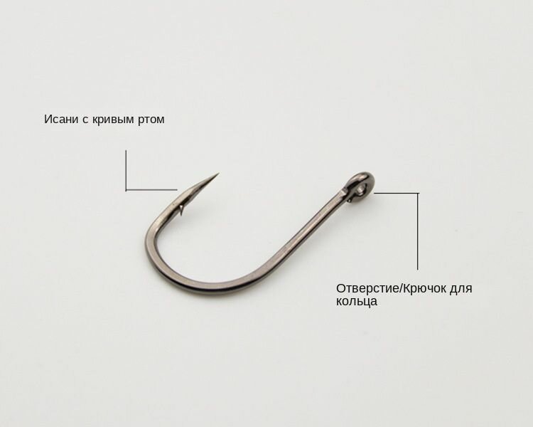 50 рыболовных крючков с зазубринами, изогнутыми горловинами, кольцами и отверстиями
