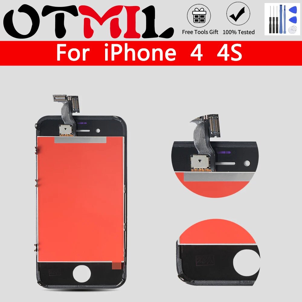 ЖК-дисплей OTMIL для iPhone 4 4S touch srceen, сменный дигитайзер для iPhone 5 5c 5s SE 4s 4, ЖК-дисплей без битых пикселей Black for iPhone 4s