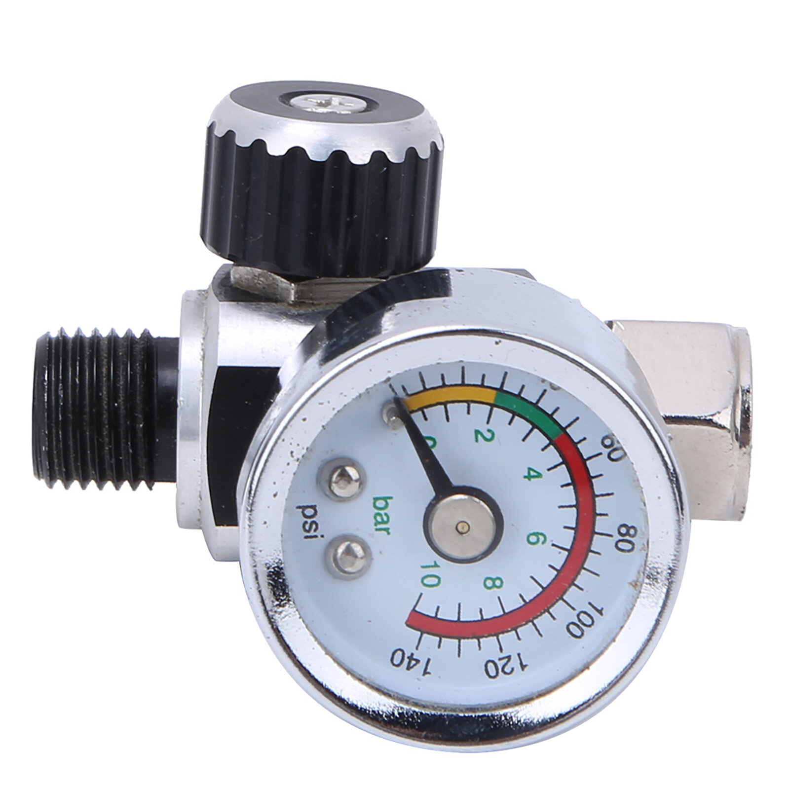 Регулятор давления воздуха, клапан из алюминиевого сплава 0–10 бар/0–140 фунтов на квадратный дюйм, входной и выходной разъем 1/4 дюймаBSPP, серебристый