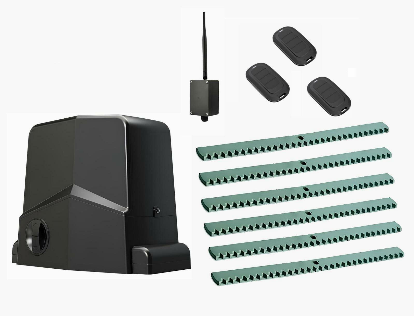 Автоматика для откатных ворот ARW-1000MKIT KR6-BT-Т3, комплект: привод, 3 пульта, 6 реек, Bluetooth-модуль