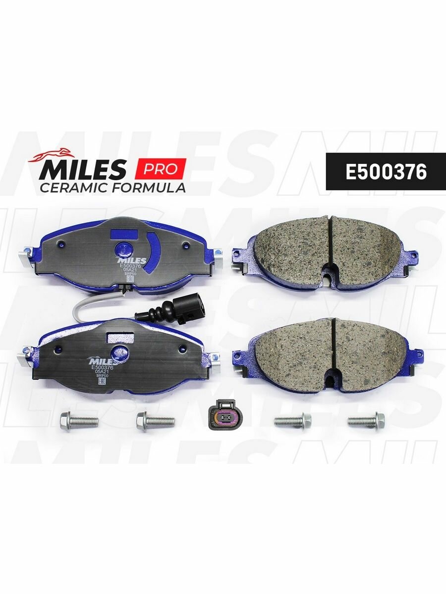 Тормозные колодки MILES E500376, для AUDI, SEAT, SKODA, Volkswagen, передние, дисковые, с датчиком износа