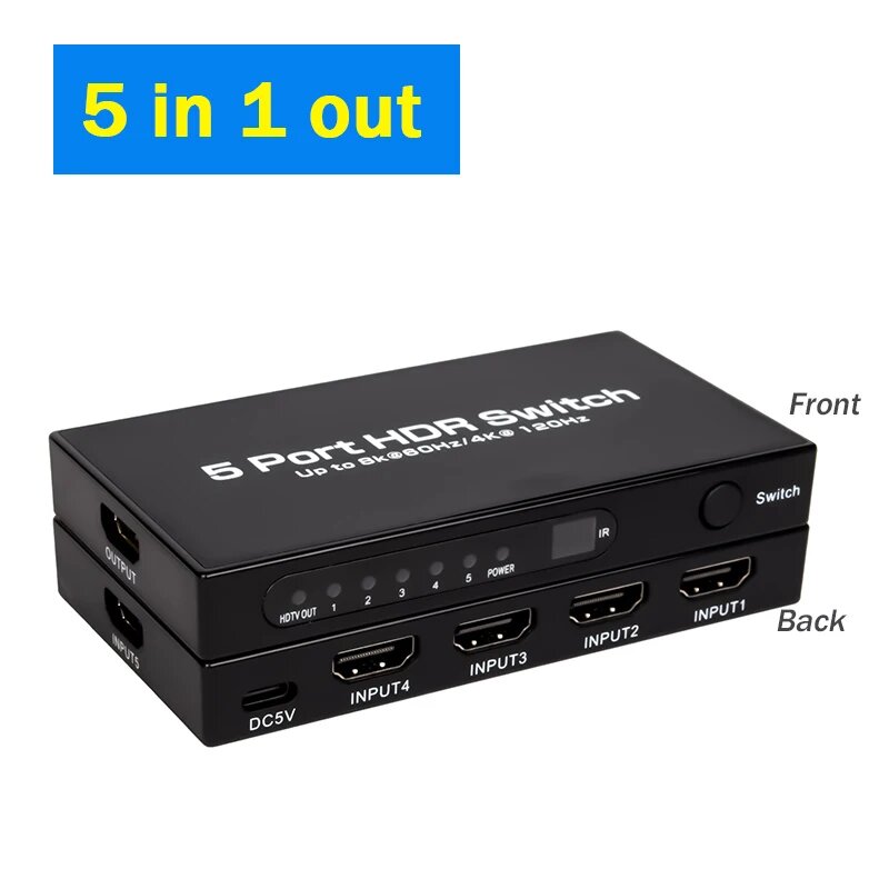 HDMI-переключатель 8K 5x1 oeny OZ8K5X1 8K 5 in 1 out