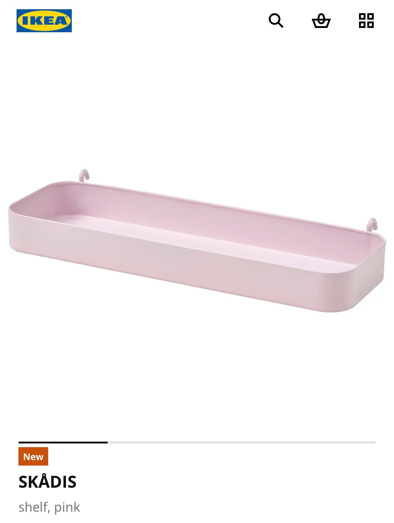 Полка для панели для хранения SKÅDIS IKEA, розовая, 28х9х3 см