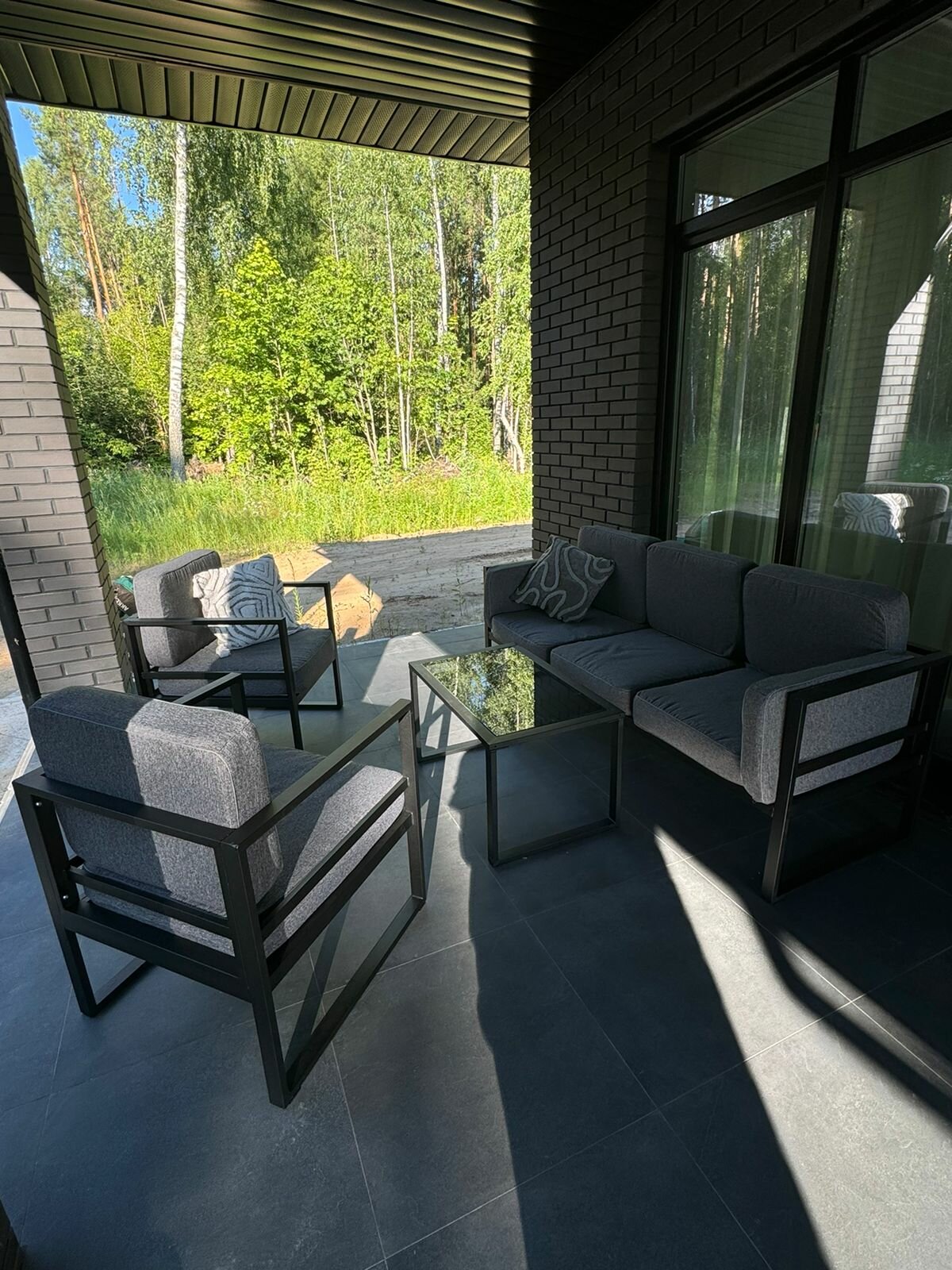 Набор террасной мебели OLSA Мишель c1117 / стол / диван / 2 кресла (серые подушки)