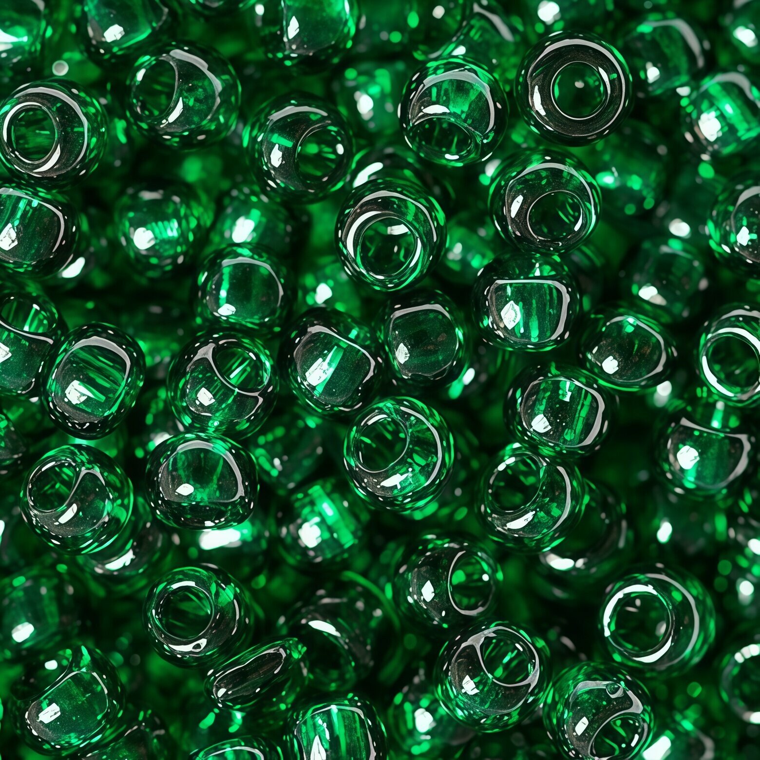 Бисер TOHO круглый, размер 10/0, цвет #939 (Прозрачный, зеленый изумруд), 10 грамм