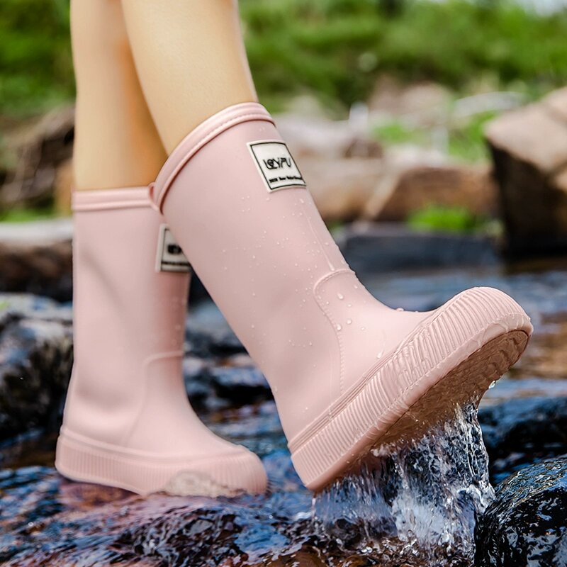 Полусапожки для взрослых, резиновые сапоги, женские, длинные, водонепроницаемые, нескользящие, высокие, резиновые сапоги, новый стиль, обувь для дождливого дня, мягкая подошва, водонепроницаемая обувь