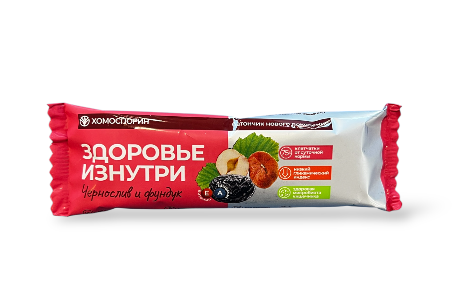 Батончик "Здоровье изнутри" чернослив и фундук 50гр/16шт