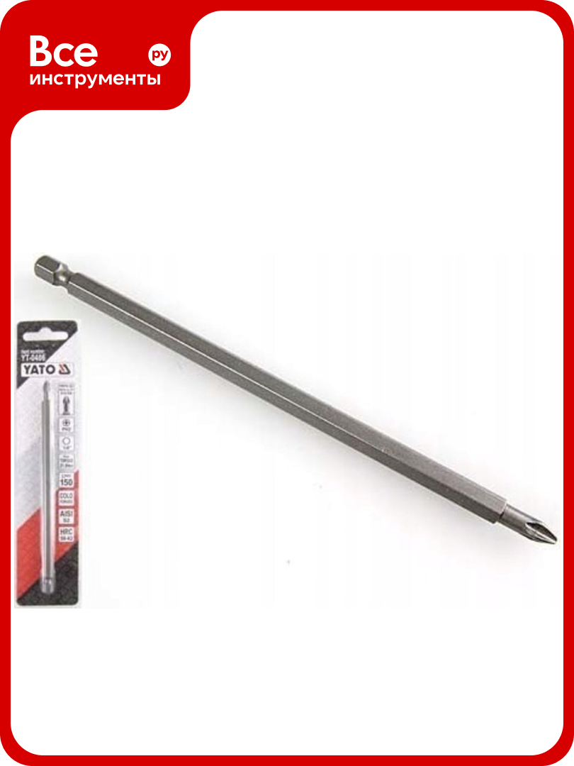 Бита крестовая РН2, 1/4, 200 мм YATO YT-0487