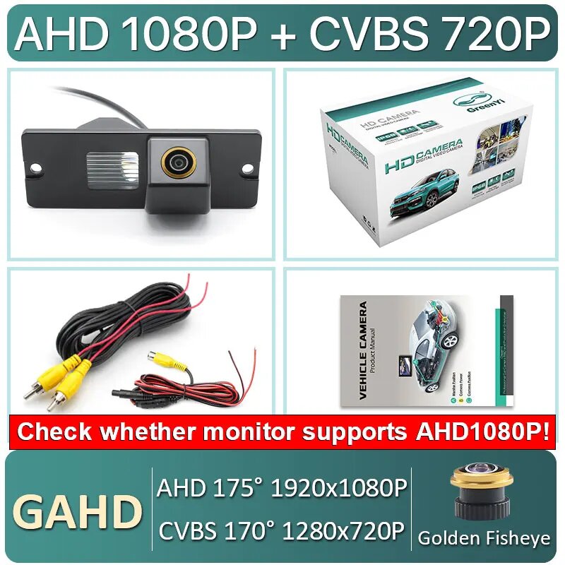 GreenYi ° AHD 1080P освещение номерного знака автомобильная камера заднего вида для Mitsubishi Pajero 4 2006-2017 ночного видения, AHD1080P-175Degree