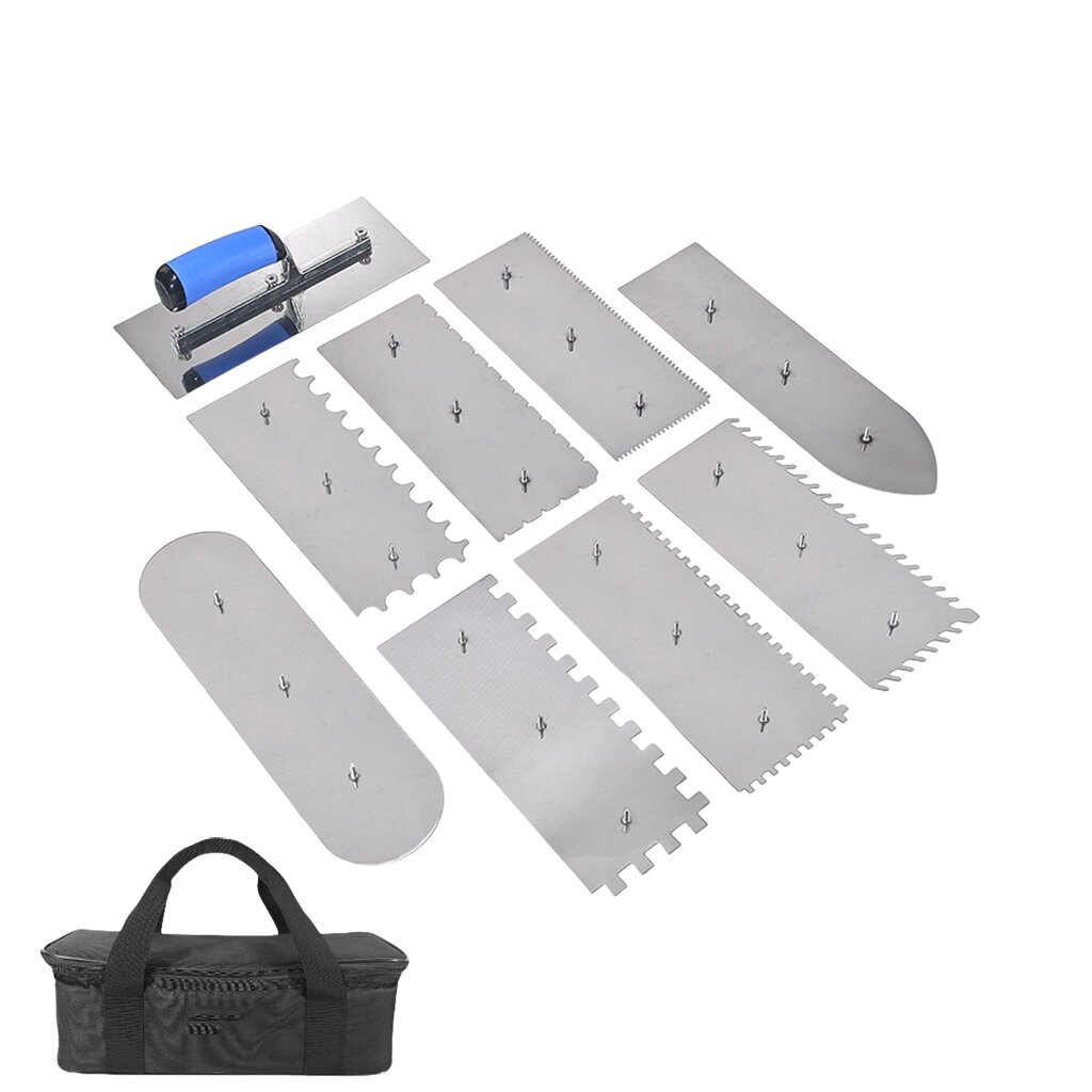 9шт Сменный Набор Шпателей Для Укладки Плитки Эргономичная Ручка из Нержавеющей Стали с Футляром Для Хранения Отделочный Шпатель для Стены