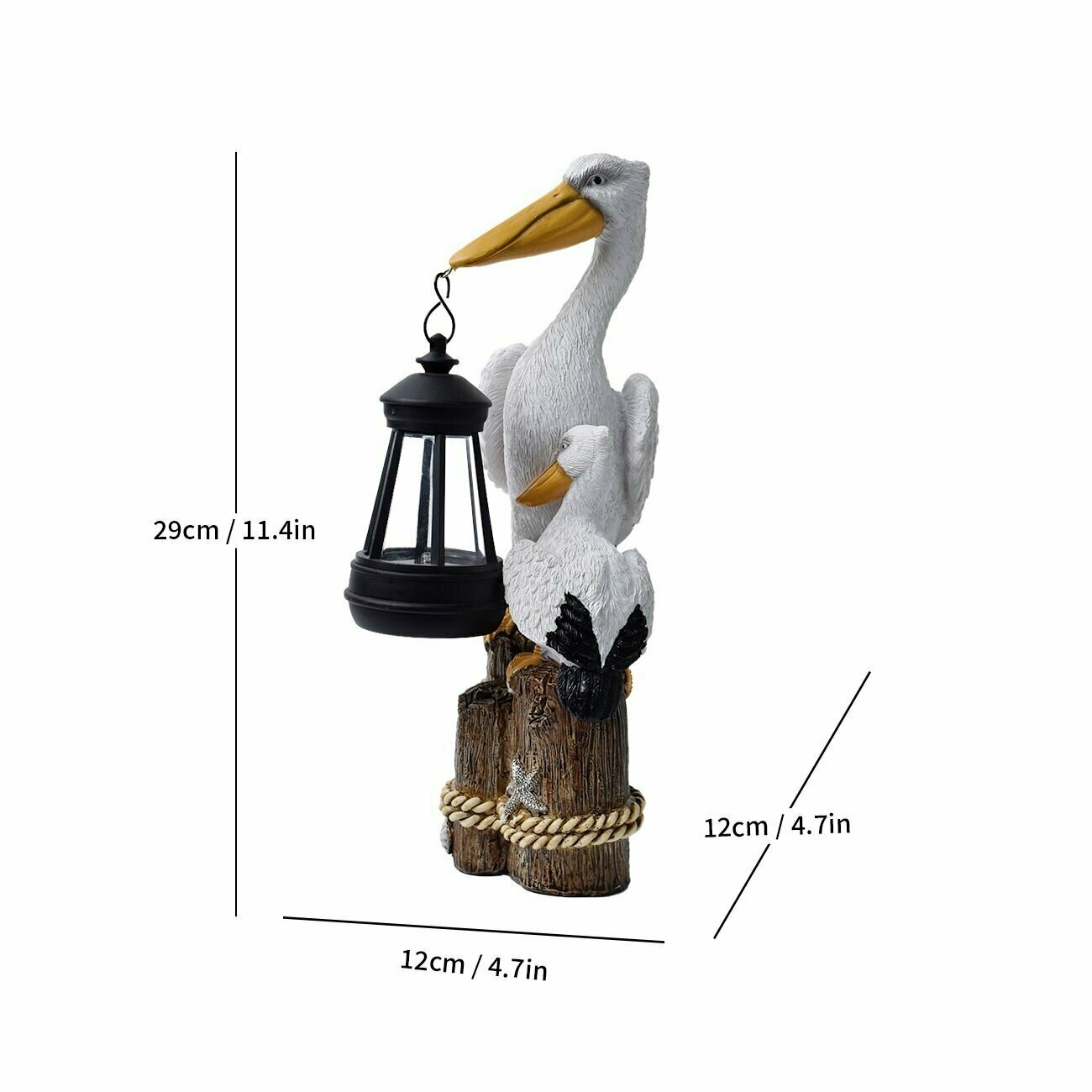 Солнечная шестиугольная лампа-орнамент для сада, двора, коридора, животное пеликан, ремесленное украшение