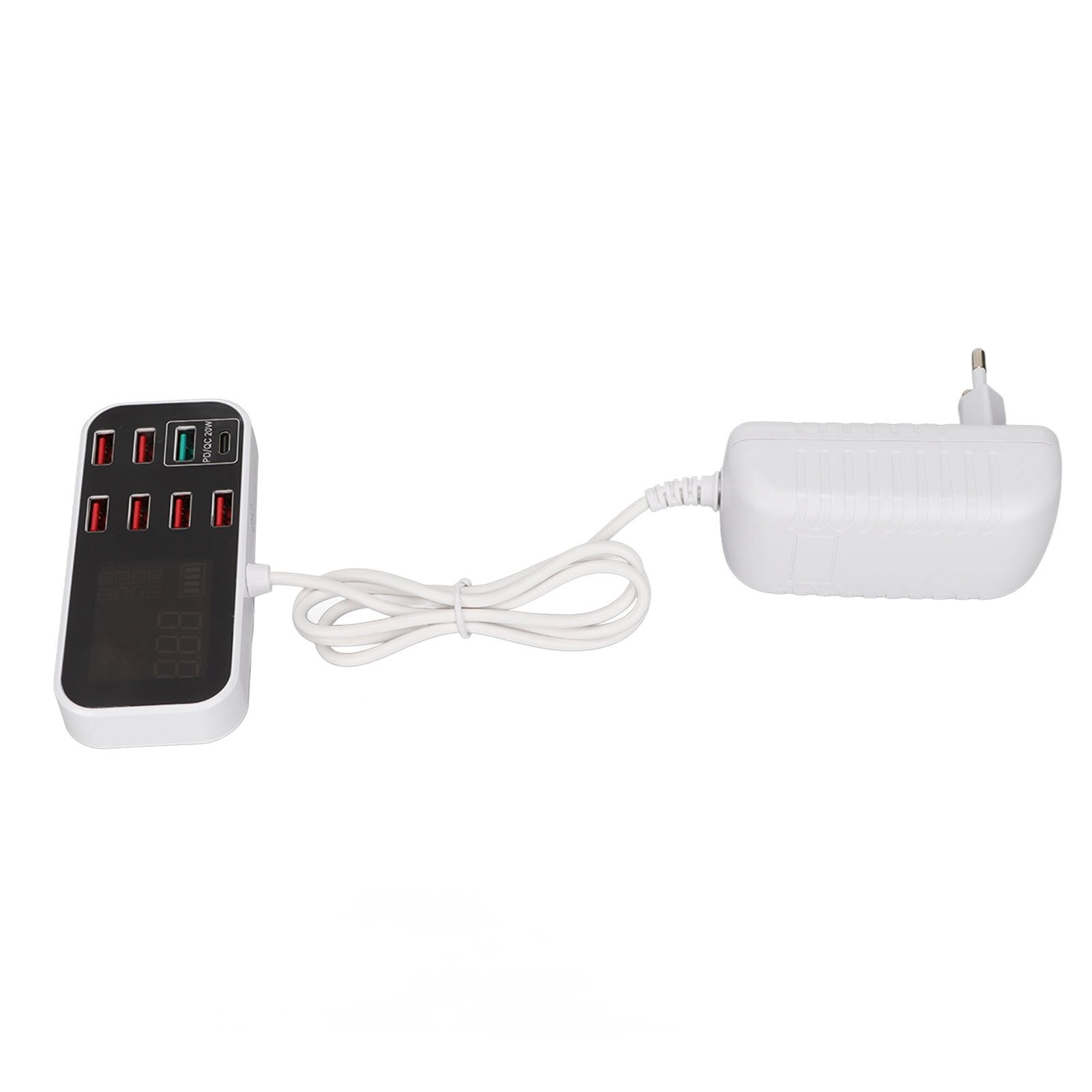 Зарядное устройство AnwintkA9D+ с несколькими портами PWM и USB-портами, 8 портов, 40 Вт 8 А, быстрая зарядка, подключение и использование без установки драйверов для смартфонов и планшетов.