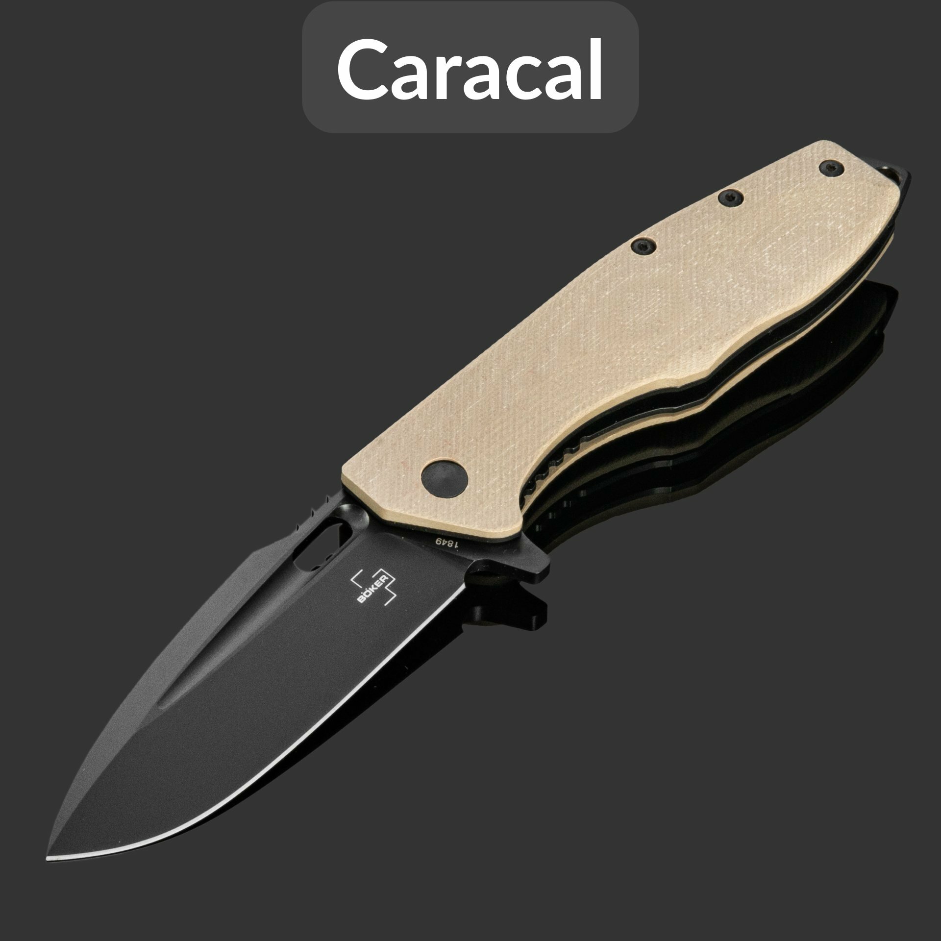 Складной нож Böker Plus Caracal Folder Black 01BO759, сталь D2, рукоять Desert G10
