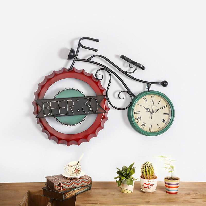 Настенные, креативные часы MyPads 446719, в стиле "Ретро", часы велосипед из кованного железа, необычные часы идеально подойдут для кухни.