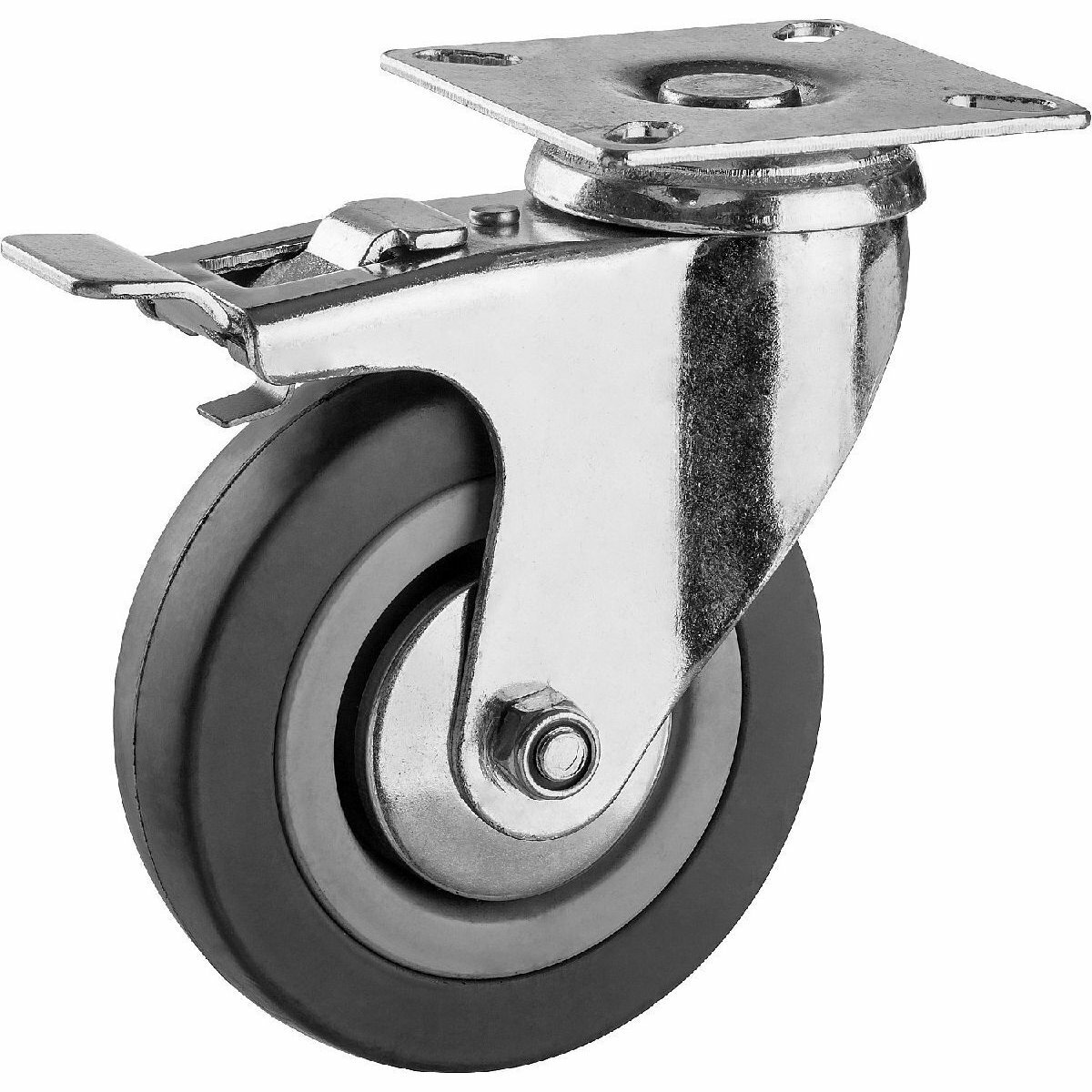 Поворотное колесо с тормозом ЗУБР резина полипропилен диаметр 100 мм грузоподъемность 65 кг