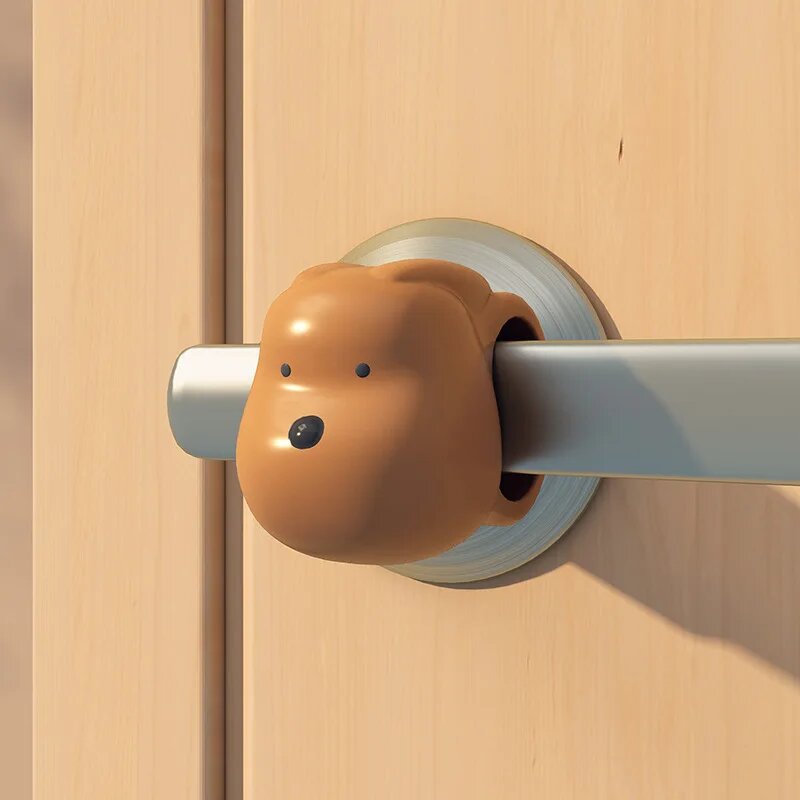 Дверной стопор в мультяшном стиле, силиконовый дверной стопор, защита от повреждений, настенный протектор, защитный коврик, накладка для предотвращения столкновений, дверная ручка, аварийная накладка, Brown