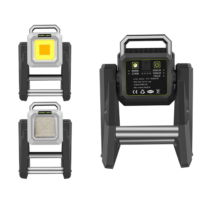 Мощный Рабочий фонарь, внешний портативный фонарь-отражатель, USB C перезаряжаемый прожектор, строительная лампа VANVAN