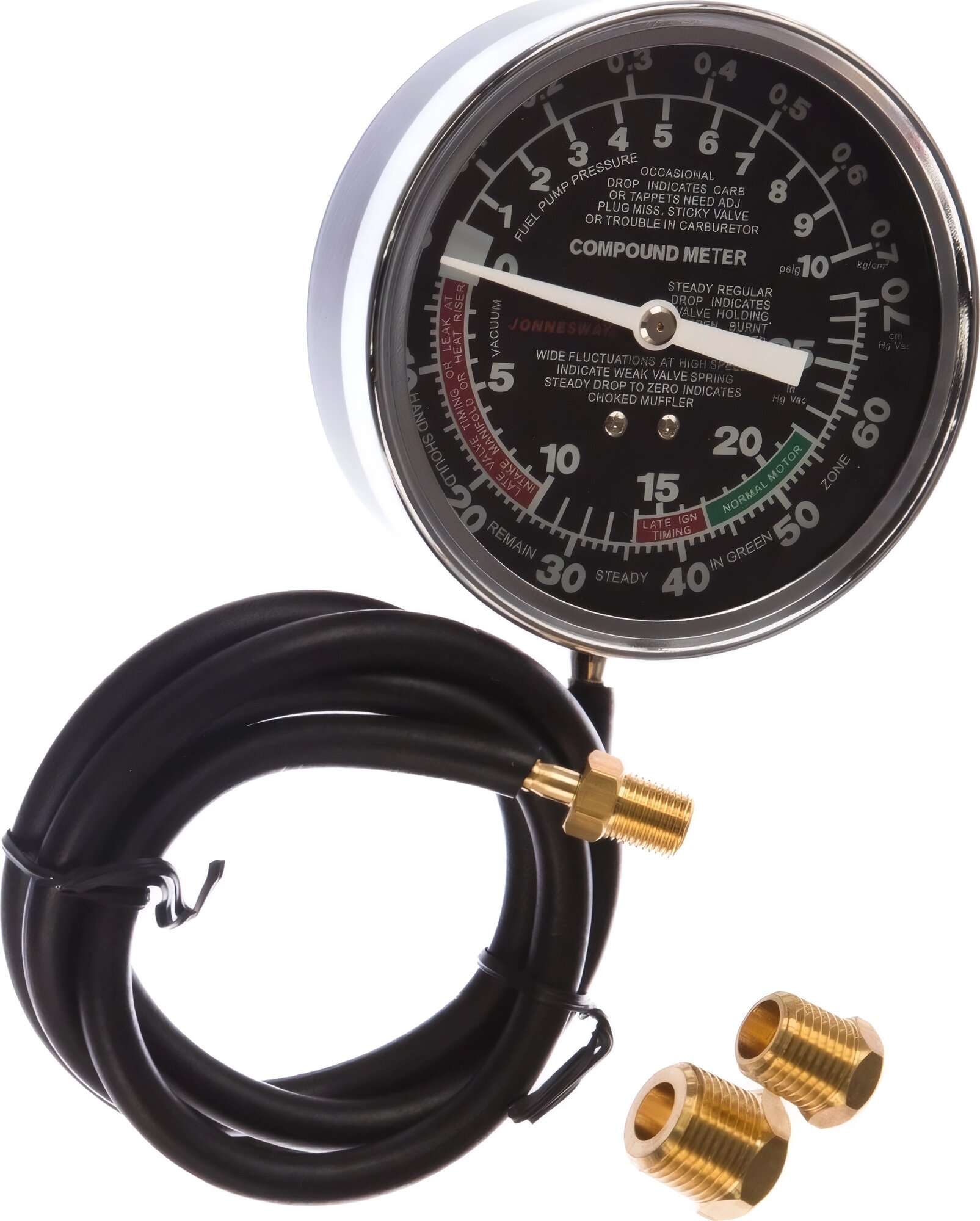 Универсальный прибор для измерения давления топливной магистрали. Вакуумметр Jonnesway AR020019