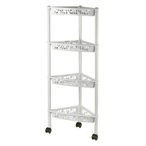 Этажерка Пластик Репаблик "Keeplex", Light, на колесиках, 4 секции, угловая, 38,3х22,2х93,5 см, цвет Белое облако