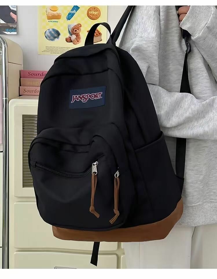 Рюкзак JanSport, текстиль, регулируемые наплечные ремни, 32х14х1 см, 25 л, чёрный