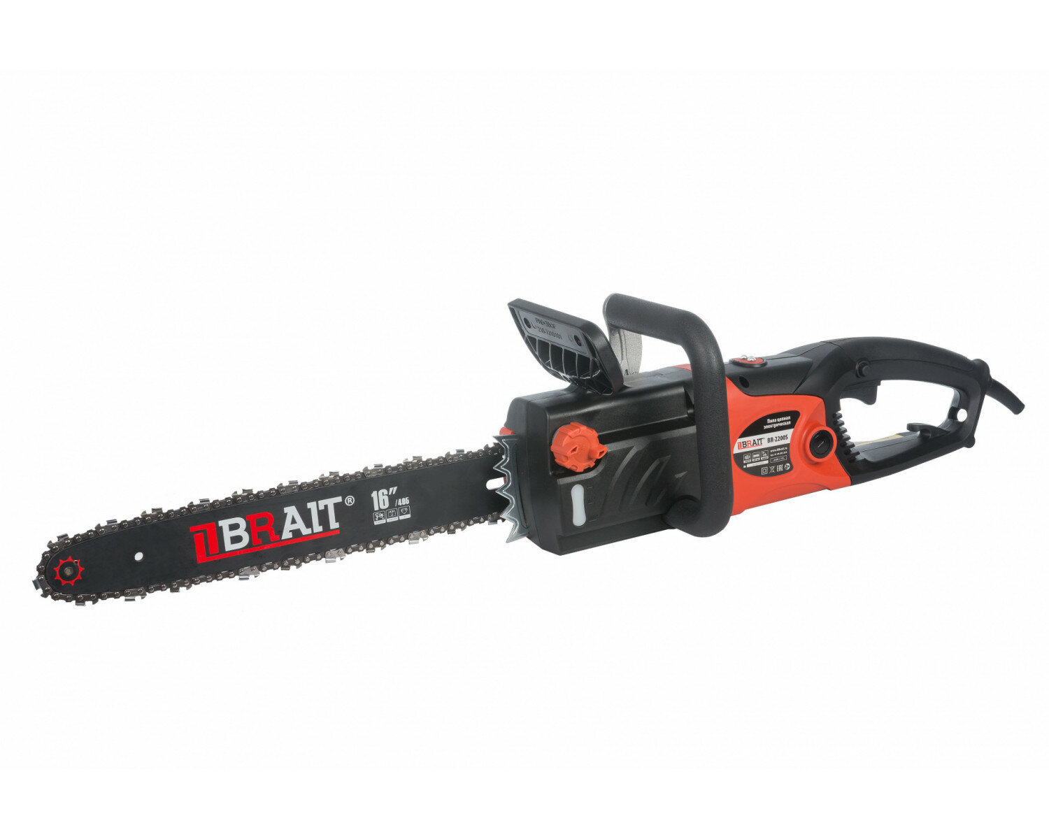 Электропила BRAIT BR-2200S, тормоз цепи, блокировка случайного включения