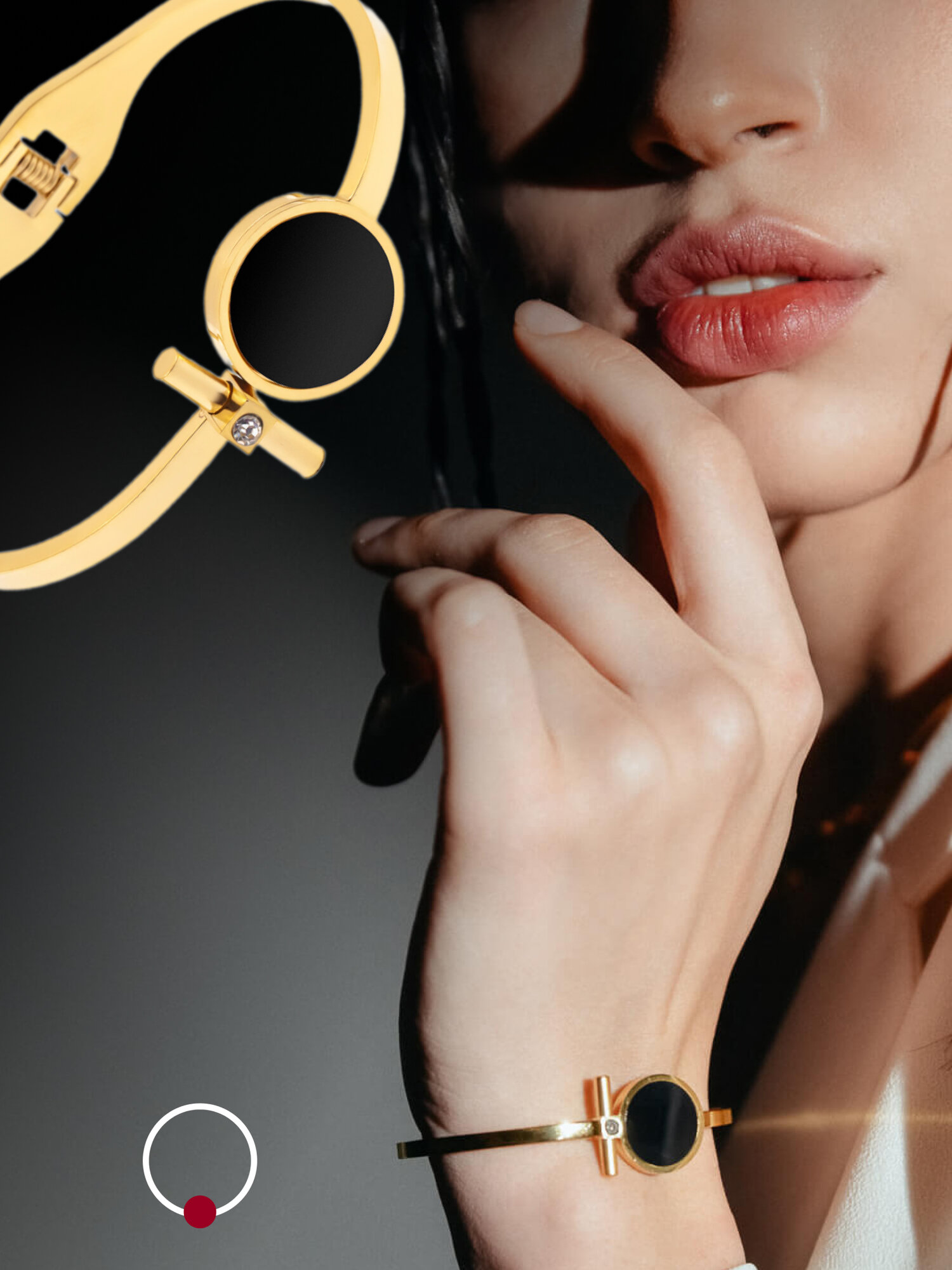 Жесткий браслет, циркон, эмаль