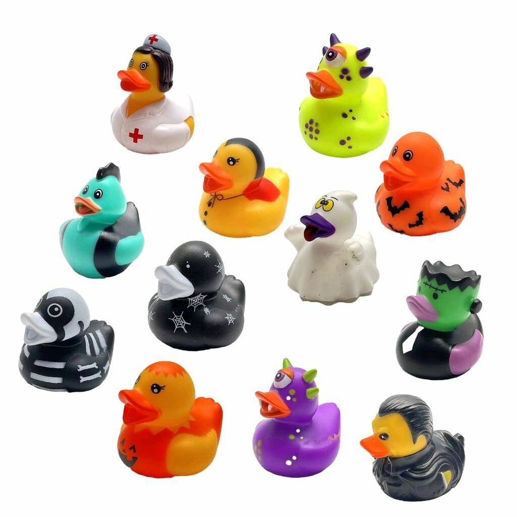 1 пакетик маленьких желтых уточек на Хэллоуин, 24 смешанных тыквенных утки в форме призраков Фестивале призраков, 2 дюйма-12 шт.