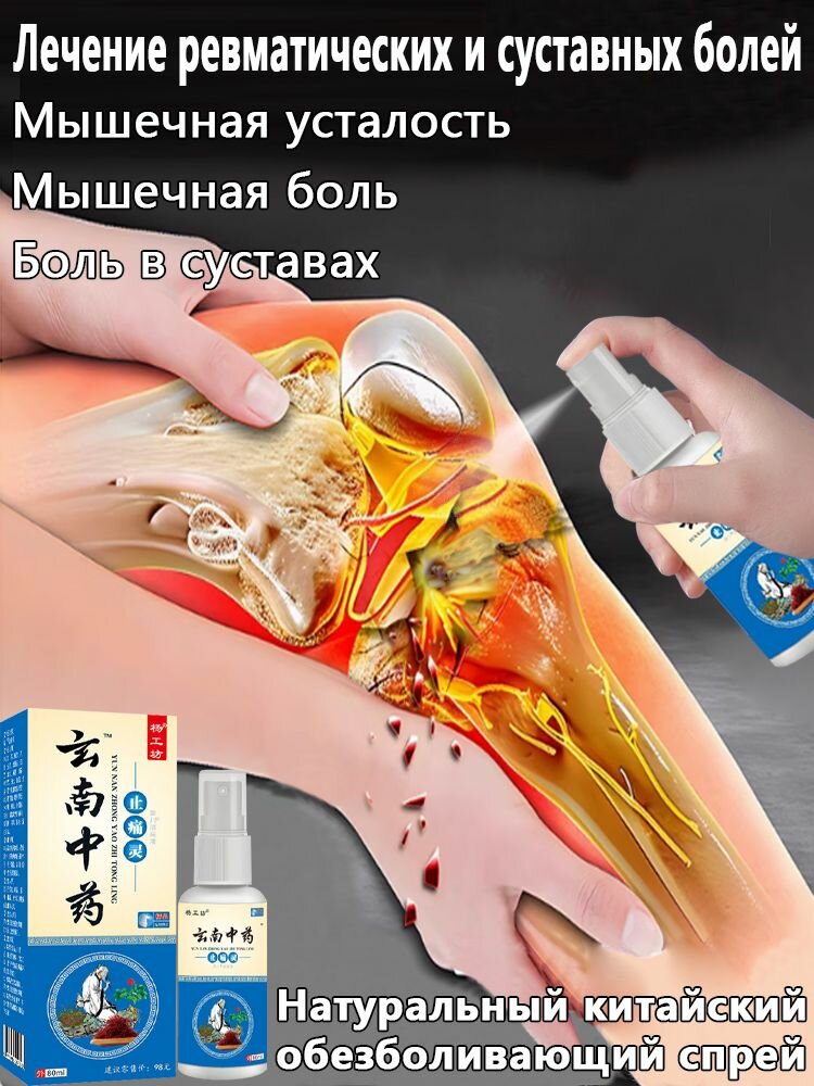 Мазь для суставов обезболивающая 80мл для лечения подагры, боли в спине пояснице коленях и мышцах