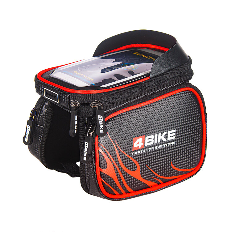 Велосумка на верхнюю трубу рамы 4BIKE 14E36 с отделением для телефона черно-красная