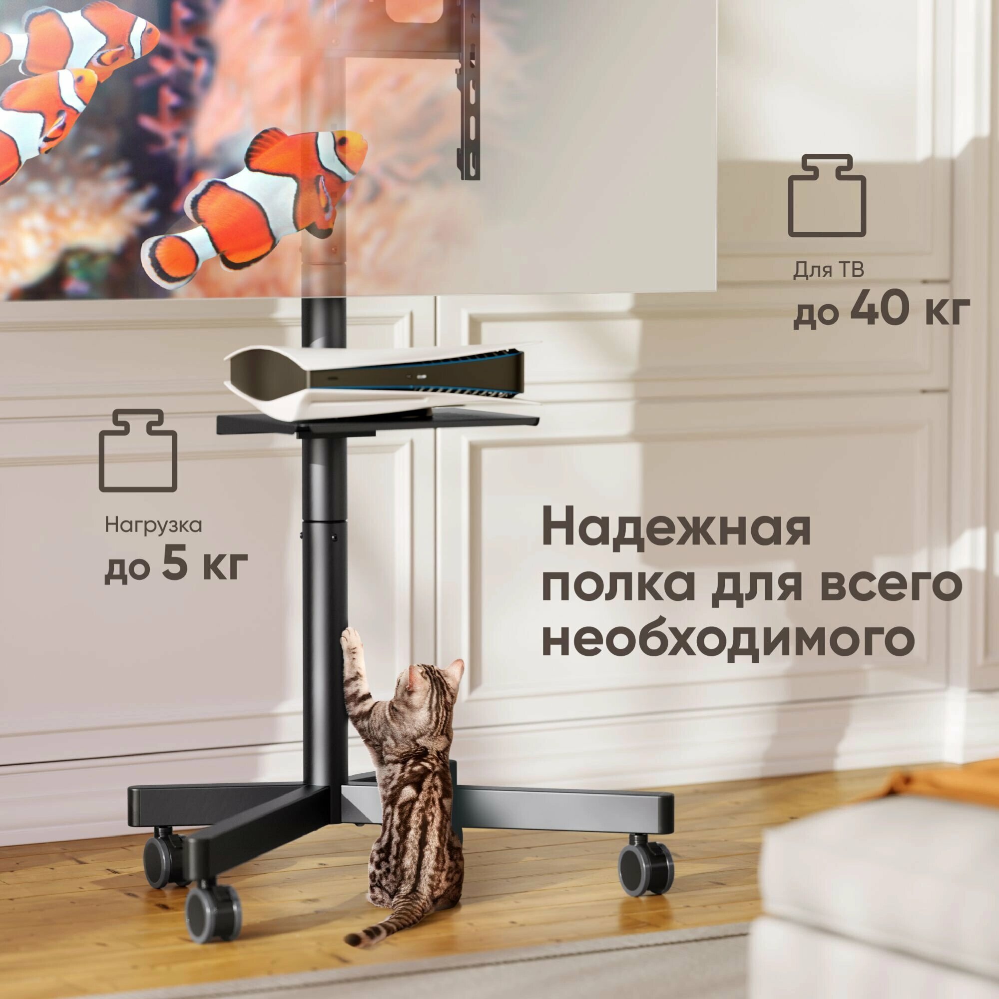 Стойка для телевизора Onkron TS1137 черный 23-60 макс.45кг напольный мобильный