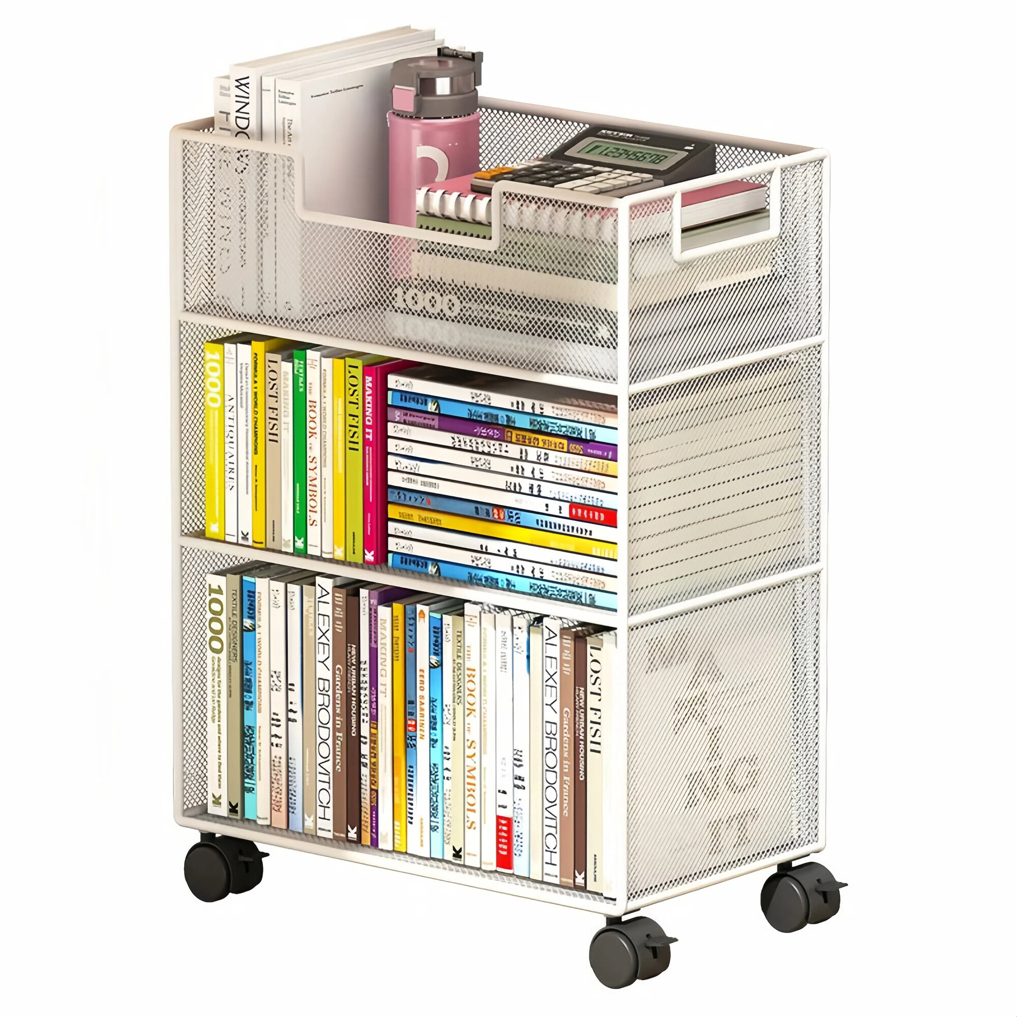 Книжный шкаф "Стеллаж для хранения", белый, углеродистая сталь