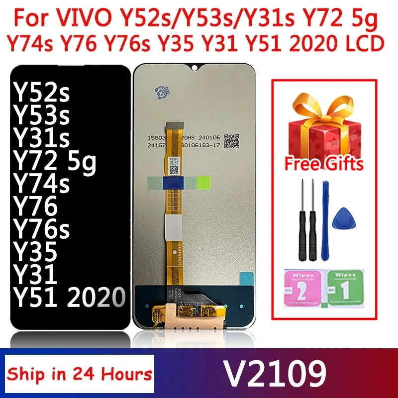 6,58-дюймовый IPS LCD-дисплей для Vivo Y52s, Y53s, Y31s, Y74s, Y76, Y76s, Y35, Y31, Y51 Y3s 2020 LCD