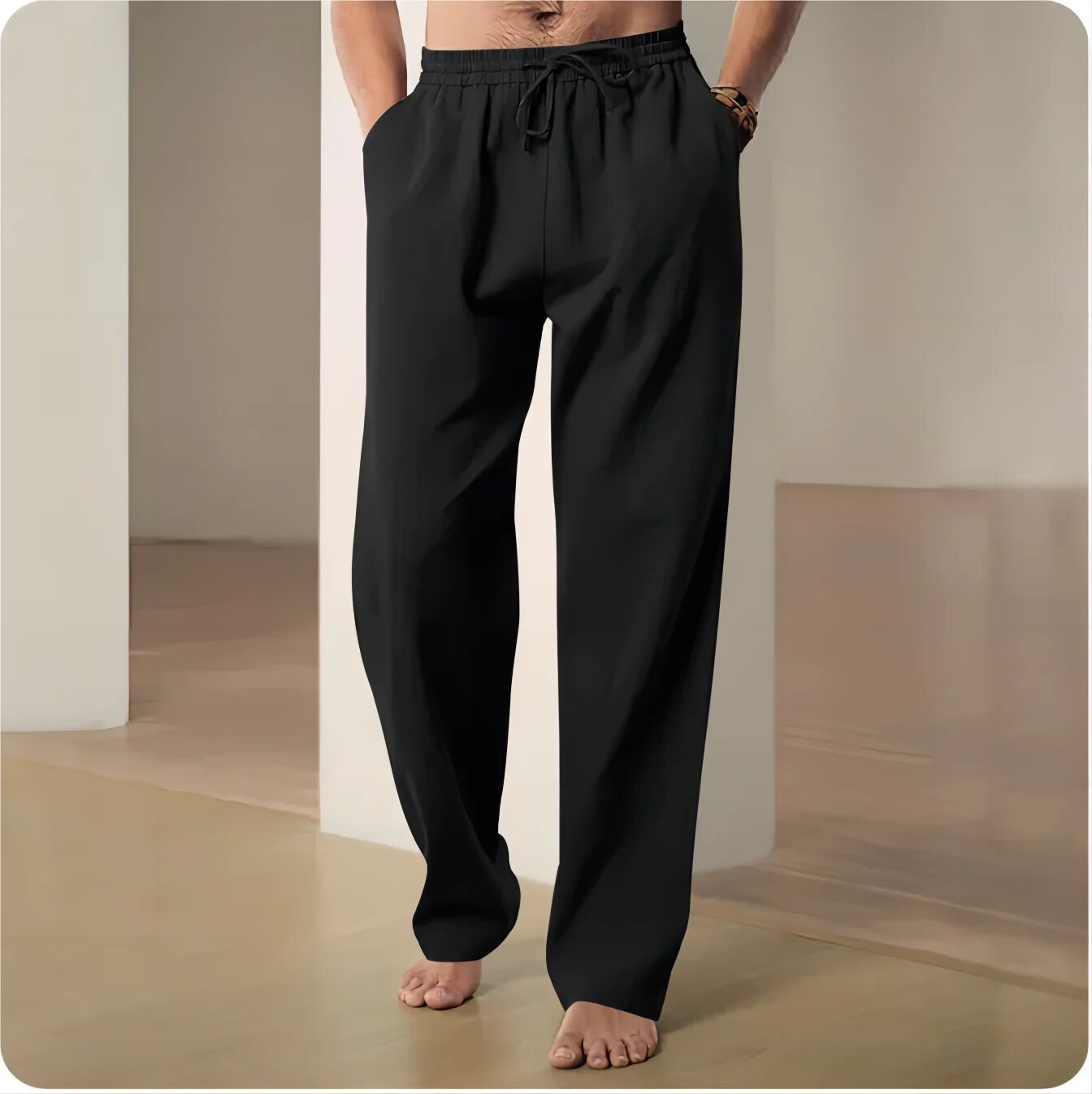 Мужские льняные брюки Черный, М, Image Color