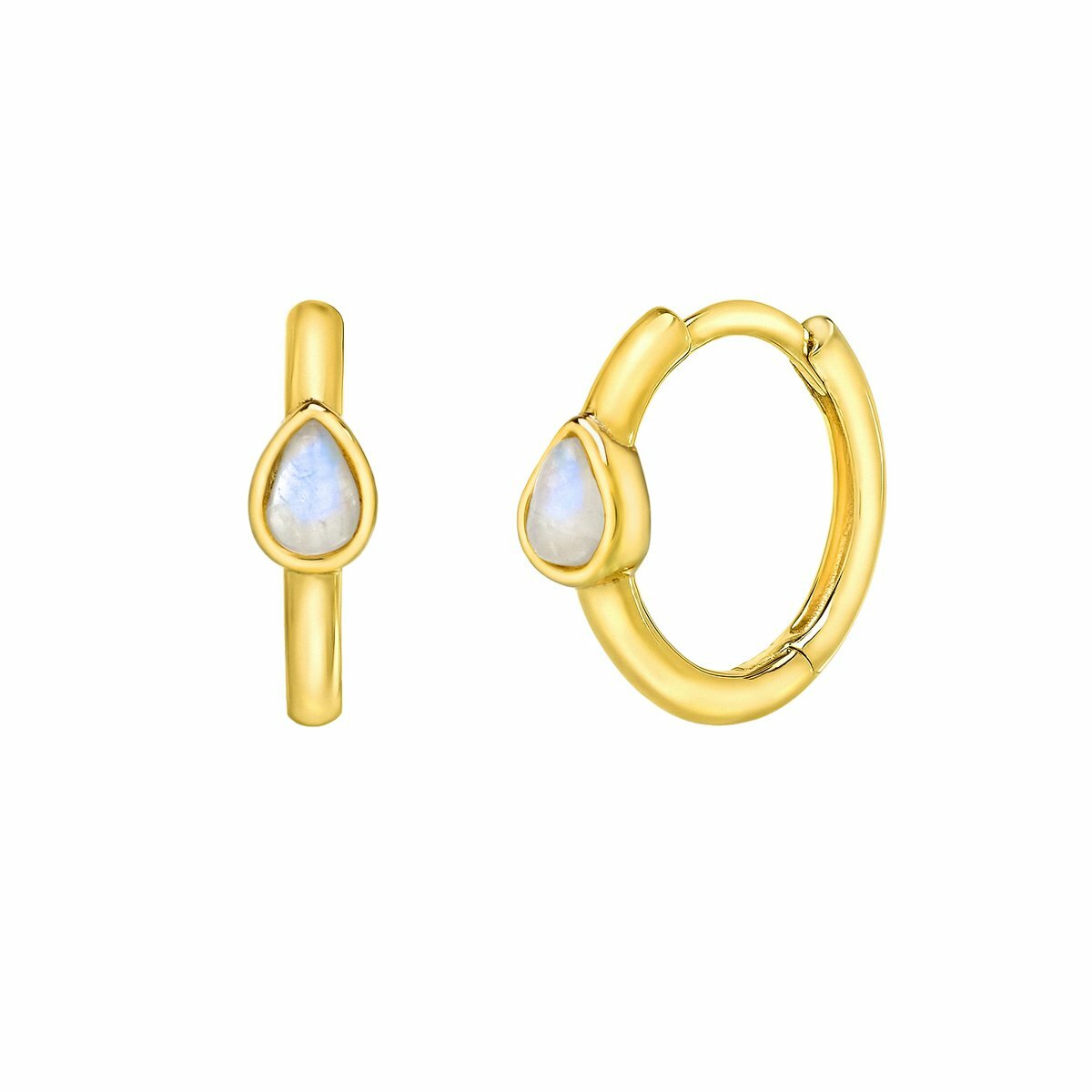 Серьги конго, серебро, 925 проба, золочение, лунный камень