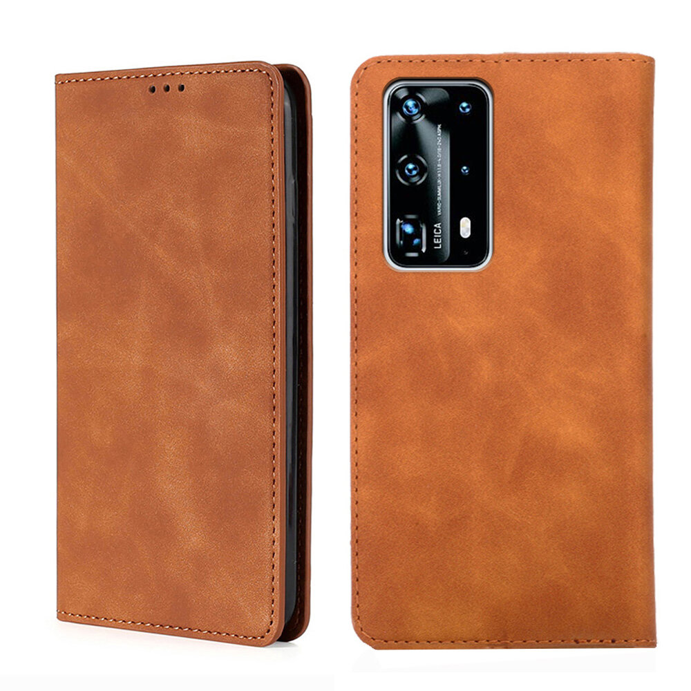 Чехол-книжка MyPads для Huawei P40 Pro+ Plus / Хуавей P40 Про Плюс мягкое прикосновение (светло-коричневый)
