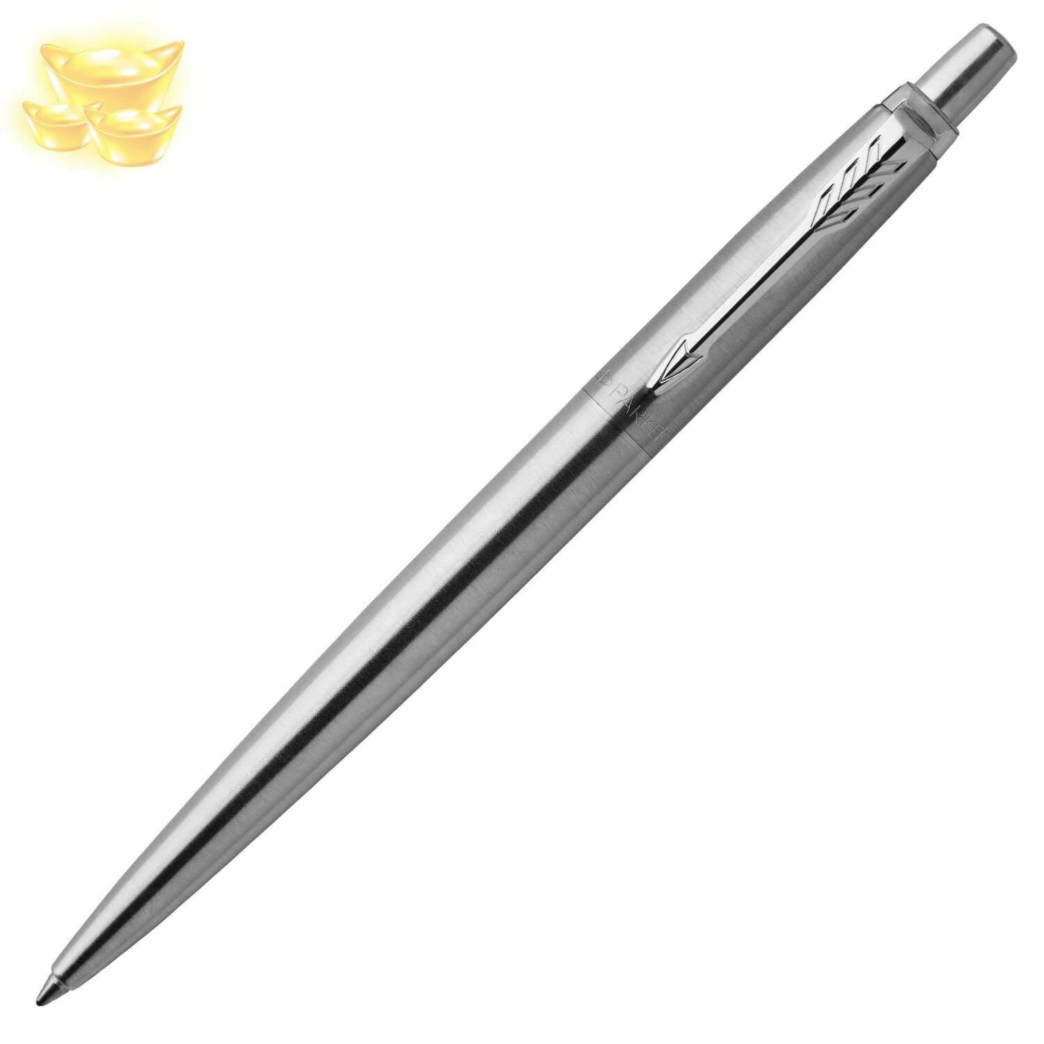 Ручка шариковая Parker Jotter Core Stainless Steel Ct, корпус серебристый, хромированные детали, синяя