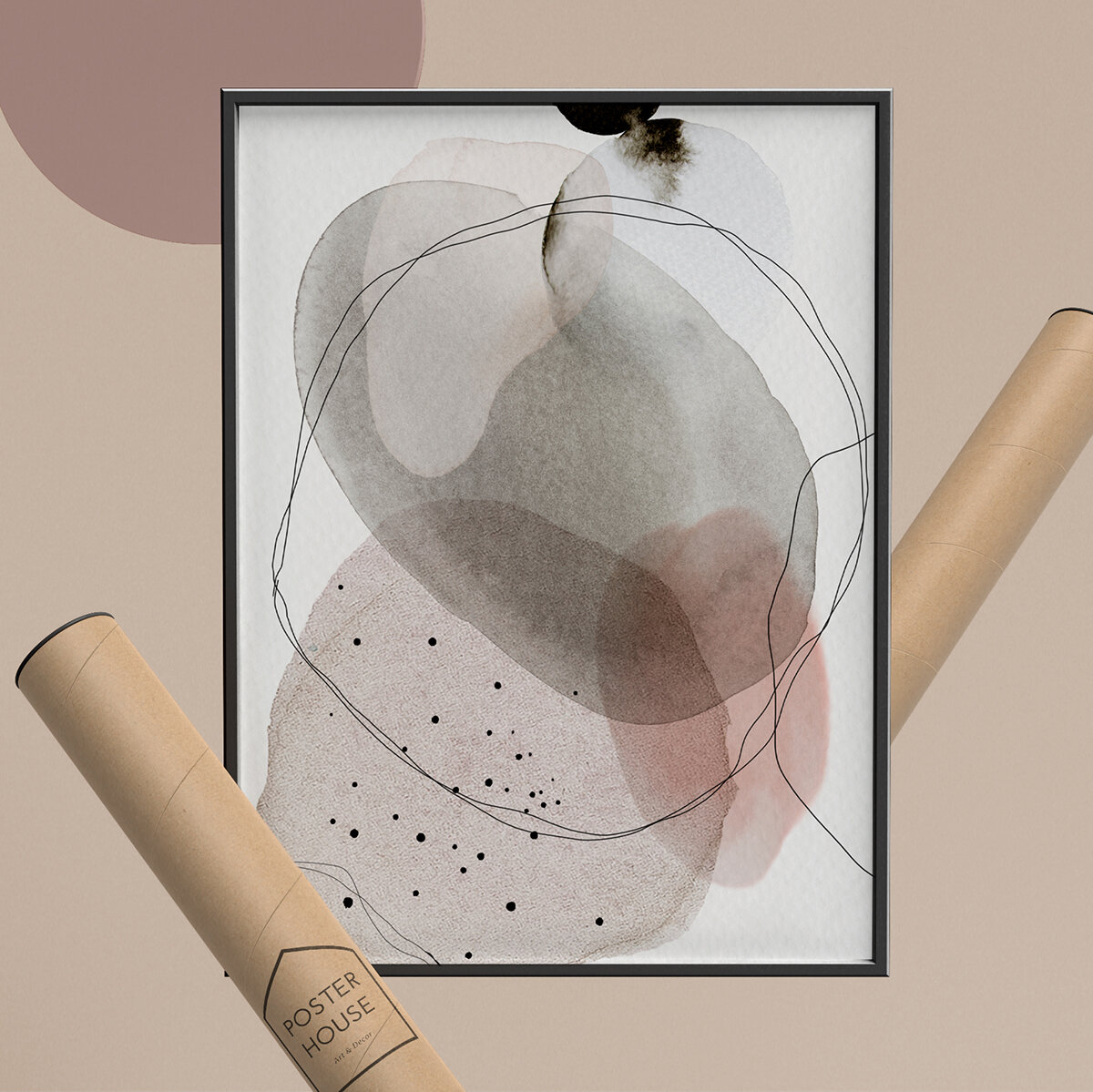 Постер Абстракция минимализм 50х70 см без рамы/ Абстрактный, минималистичный плакат/ Акварель, фигуры/ Эстетичный белый плакат, постер для интерьера, декор стен