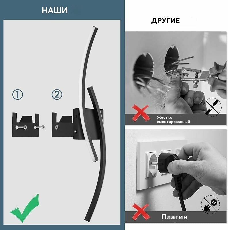 Настенный светильник с батарейным питанием