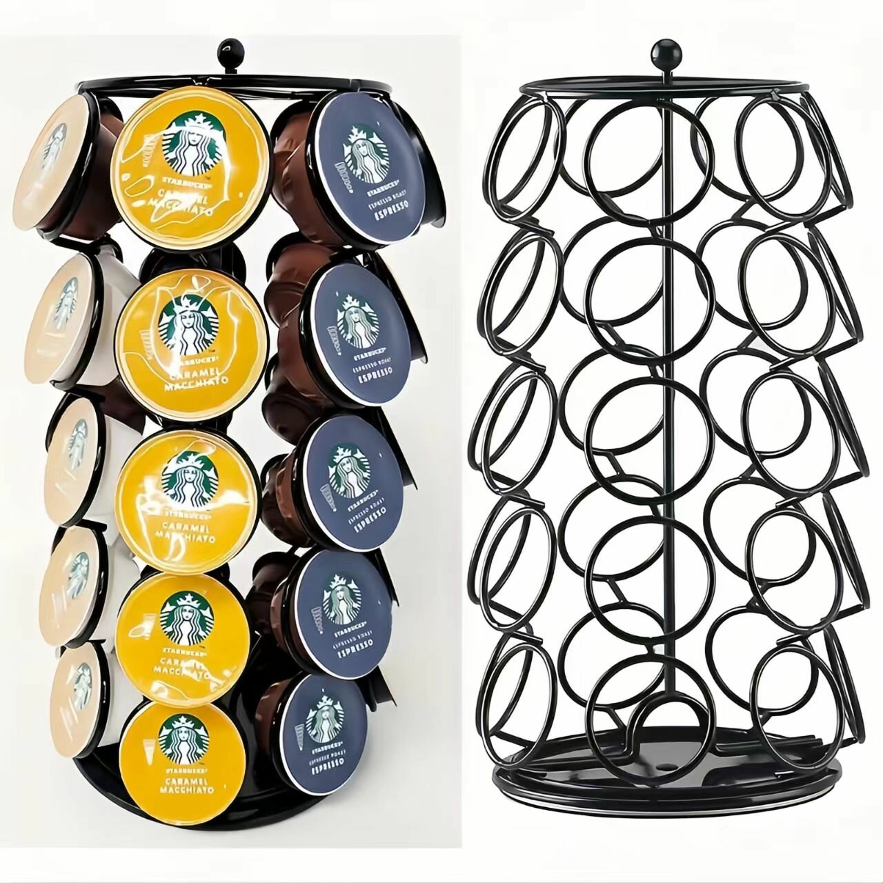 Держатель капсул, для Dolce Gusto, на 35 капсулы, с вращающимся дисплеем, чёрный, металл
