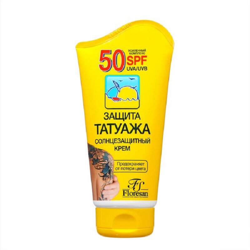 Floresan Солнцезащитный крем "Защита татуажа", SPF 50+, водостойкий, 125мл